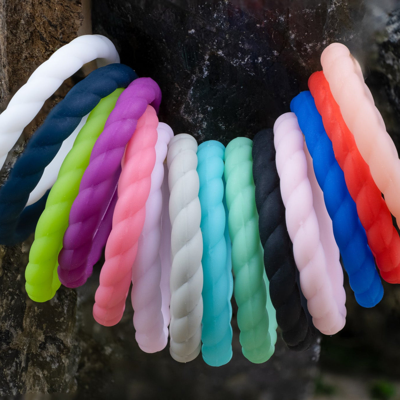 Custom 3x Pack Silicone Rope Activity Bands – 2mm – Metal Crafted Jewelry